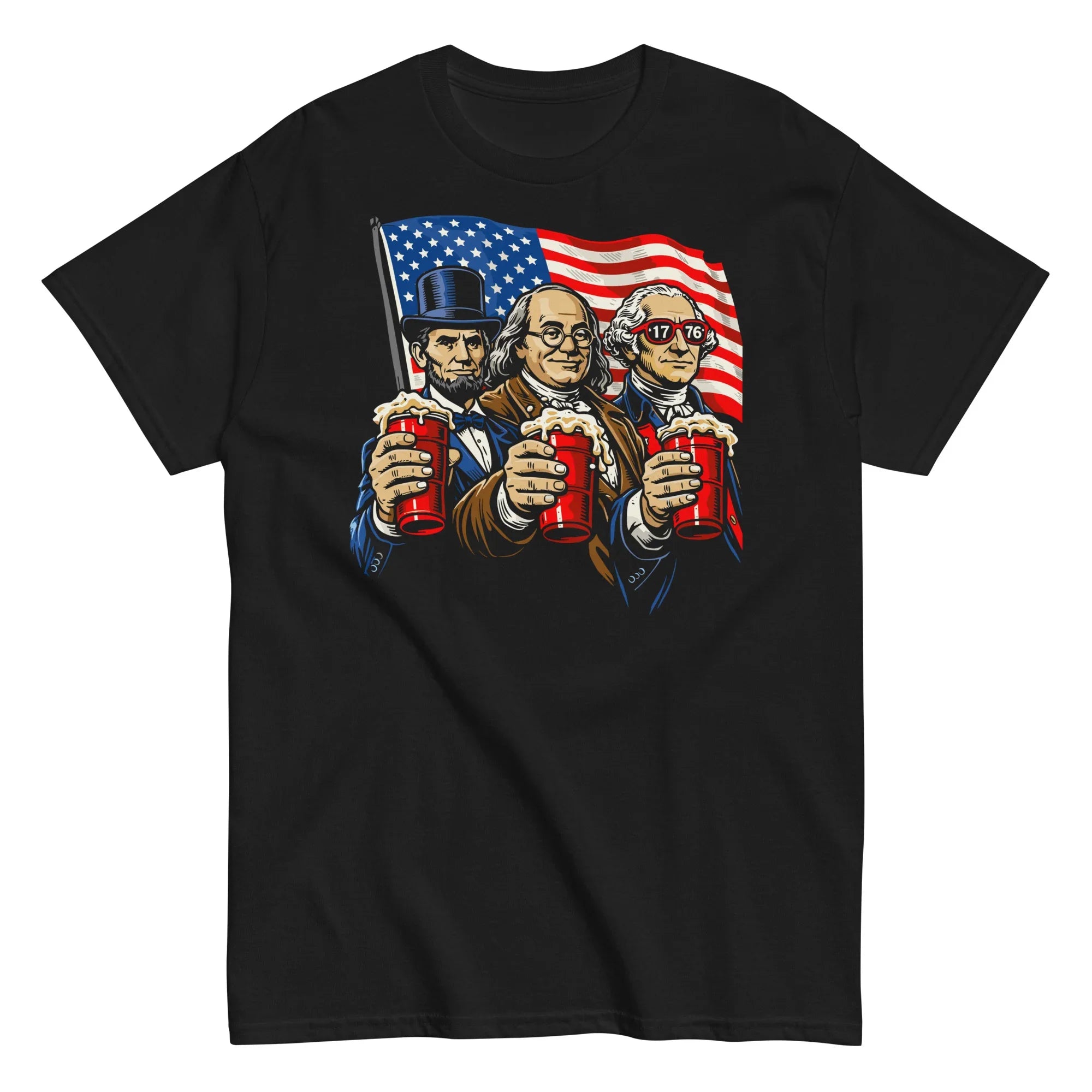 Abe Lincoln Ben Franklin George Washington Patriotic Drinking Beer Gra